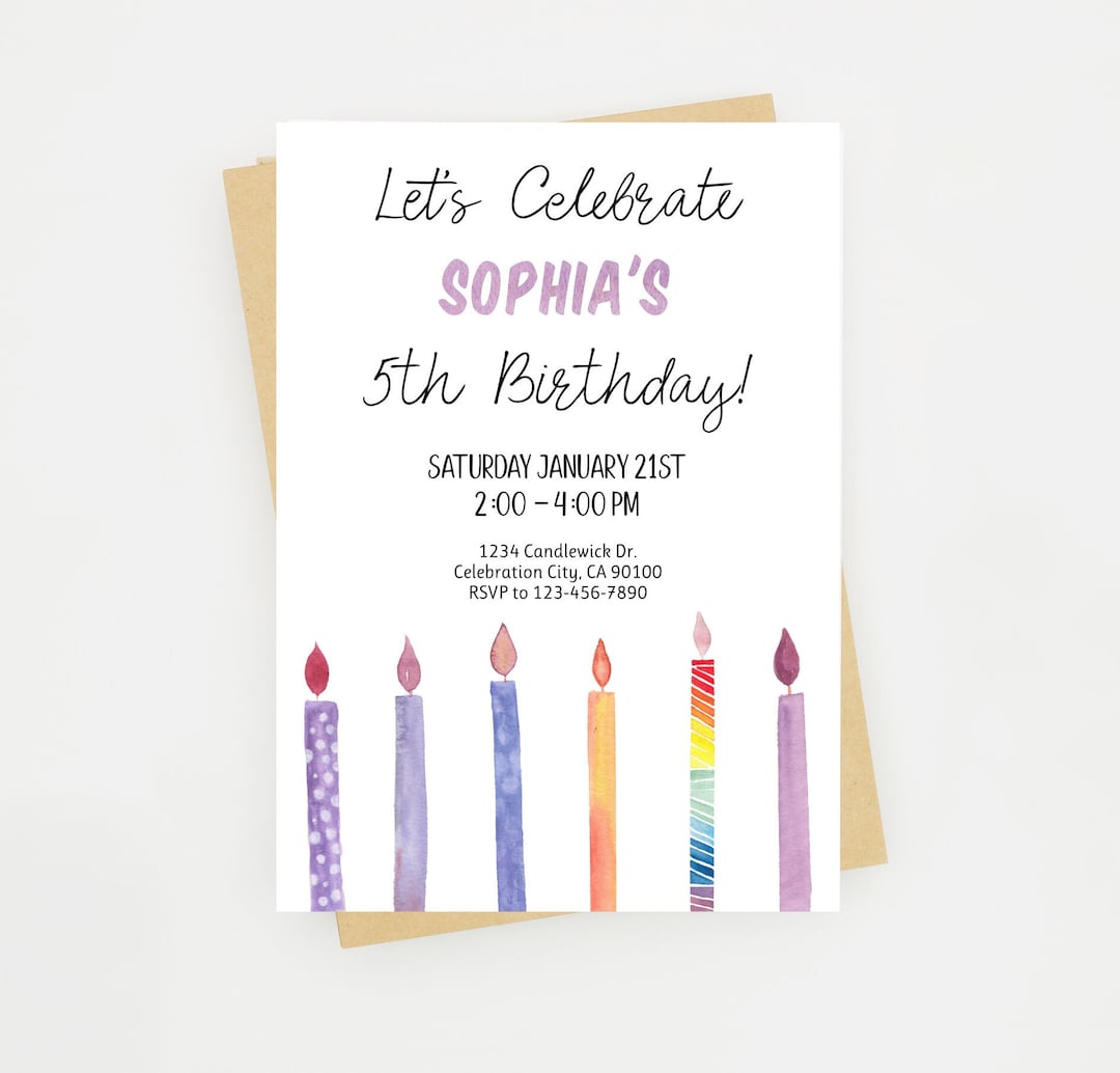 Birthday Candles Invitation | Kids Birthday Invite | Birthday ...