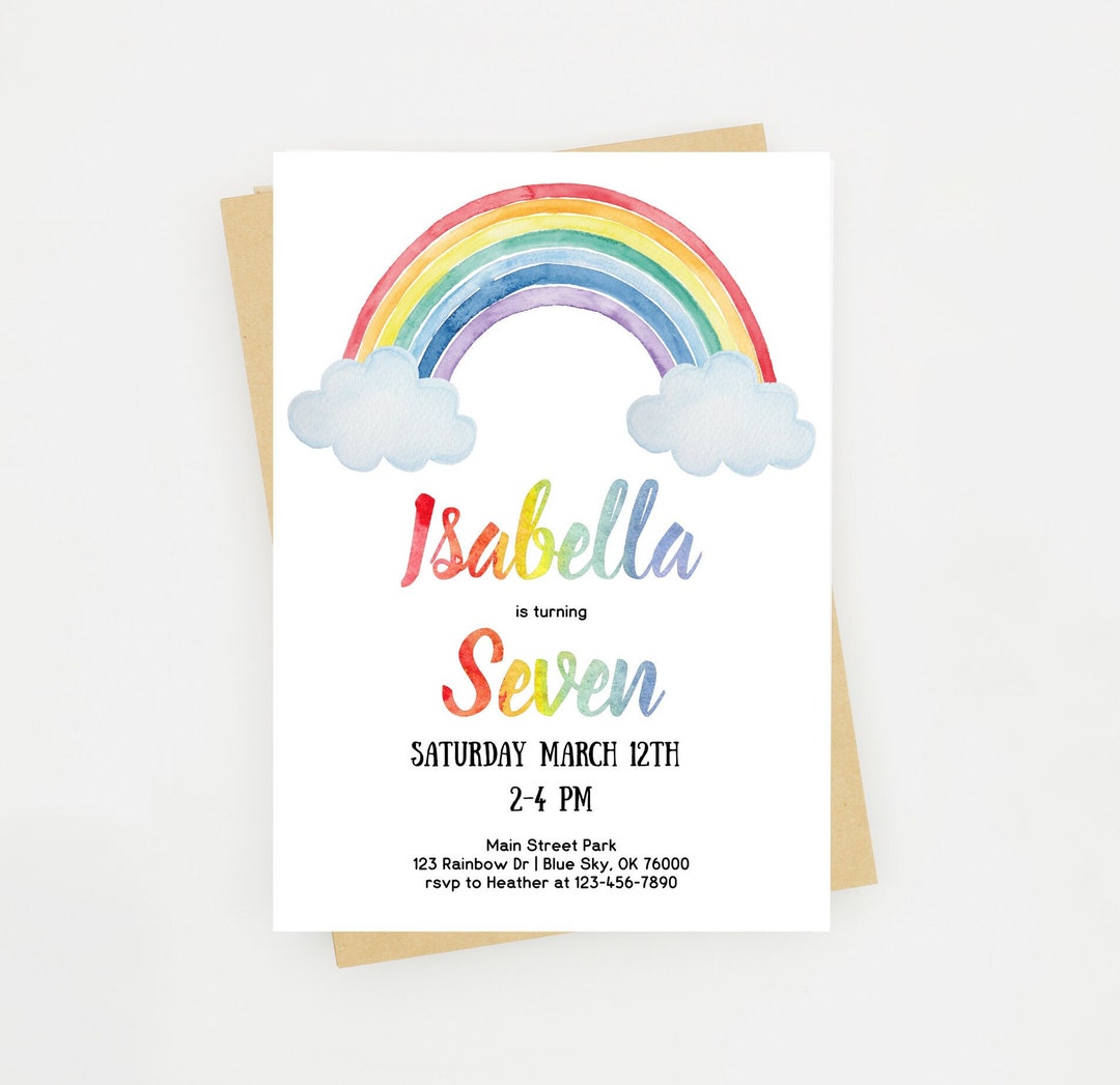 Rainbow Birthday Invitation | Rainbow Invitation | Rainbow Party ...