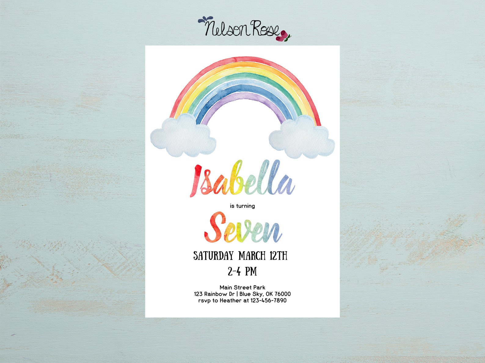 Rainbow Birthday Invitation | Rainbow Invitation | Rainbow Party ...