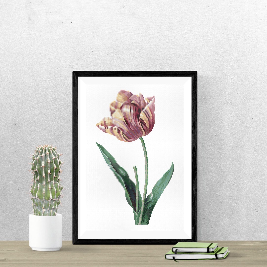 Tulip Cross Stitch Pattern Instant Chart Download PDF / Recreation of ...