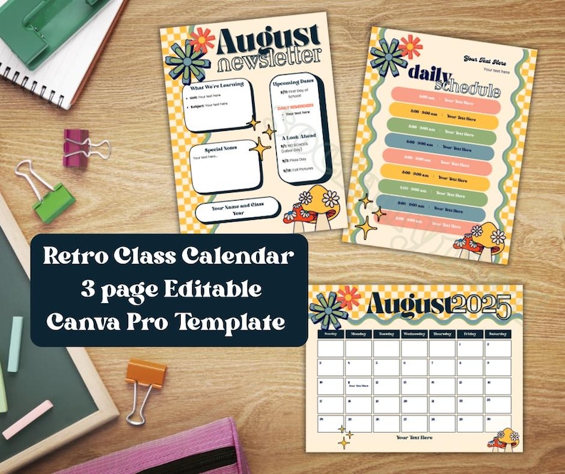 Retro Classroom Newsletter Template: Editable Canva Parent ...