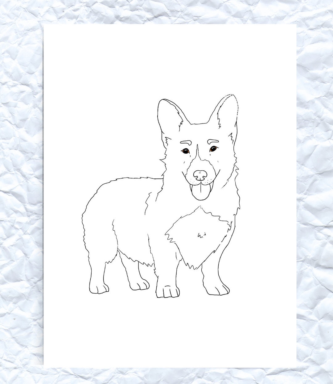 Corgi Line Art Card, Wall Art, Printable, Blank Interior, Simple - Etsy