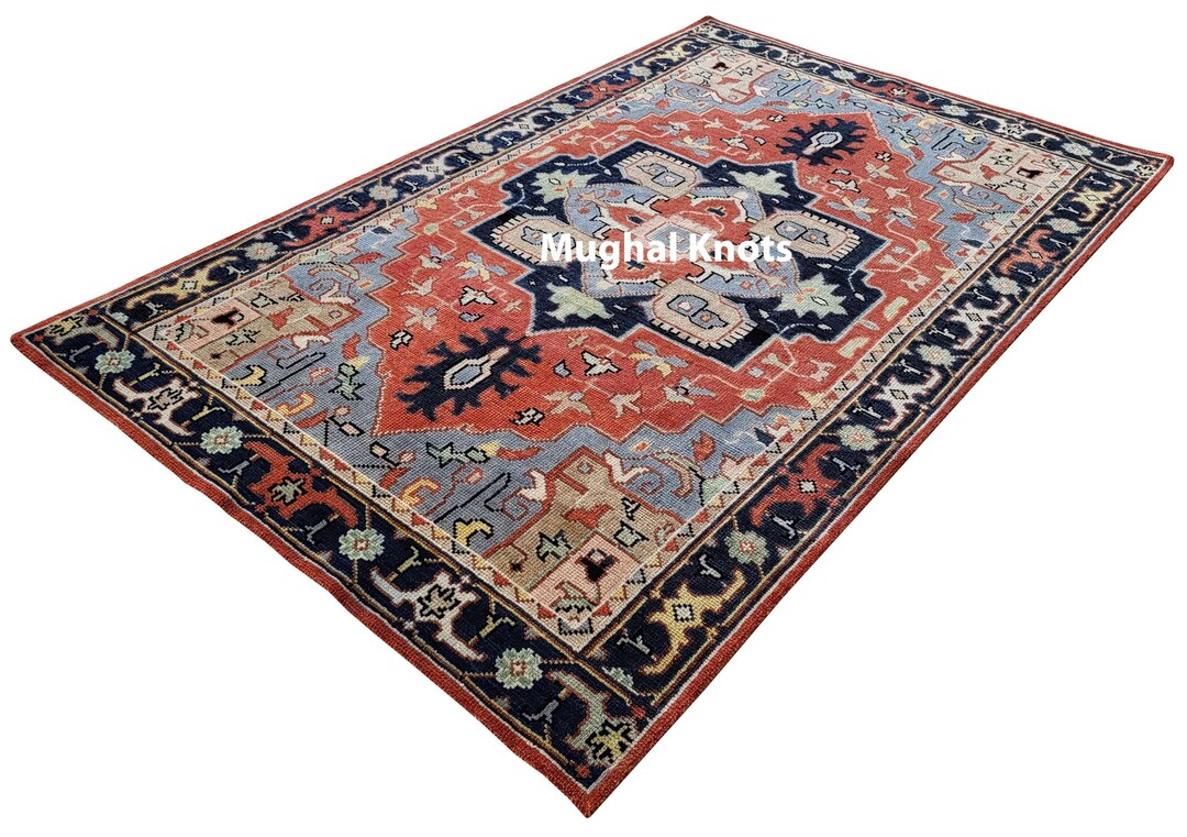 3x5 4x6 5x8 Hand Knotted Wool Rug Rust Blue Oriental Rug - Etsy