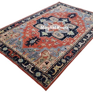3x5 4x6 5x8 Hand Knotted Wool Rug Rust Blue Oriental Rug - Etsy