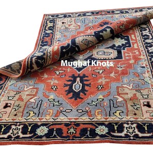 3x5 4x6 5x8 Hand Knotted Wool Rug Rust Blue Oriental Rug - Etsy