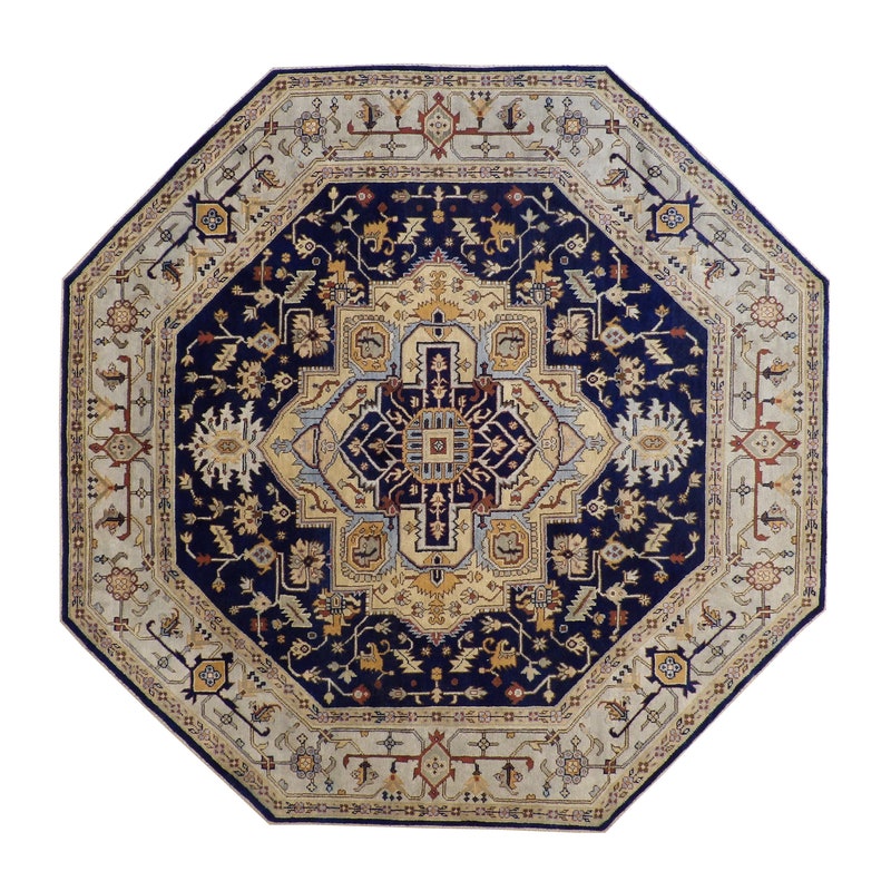 Area Rugs Octagon Blue - Etsy