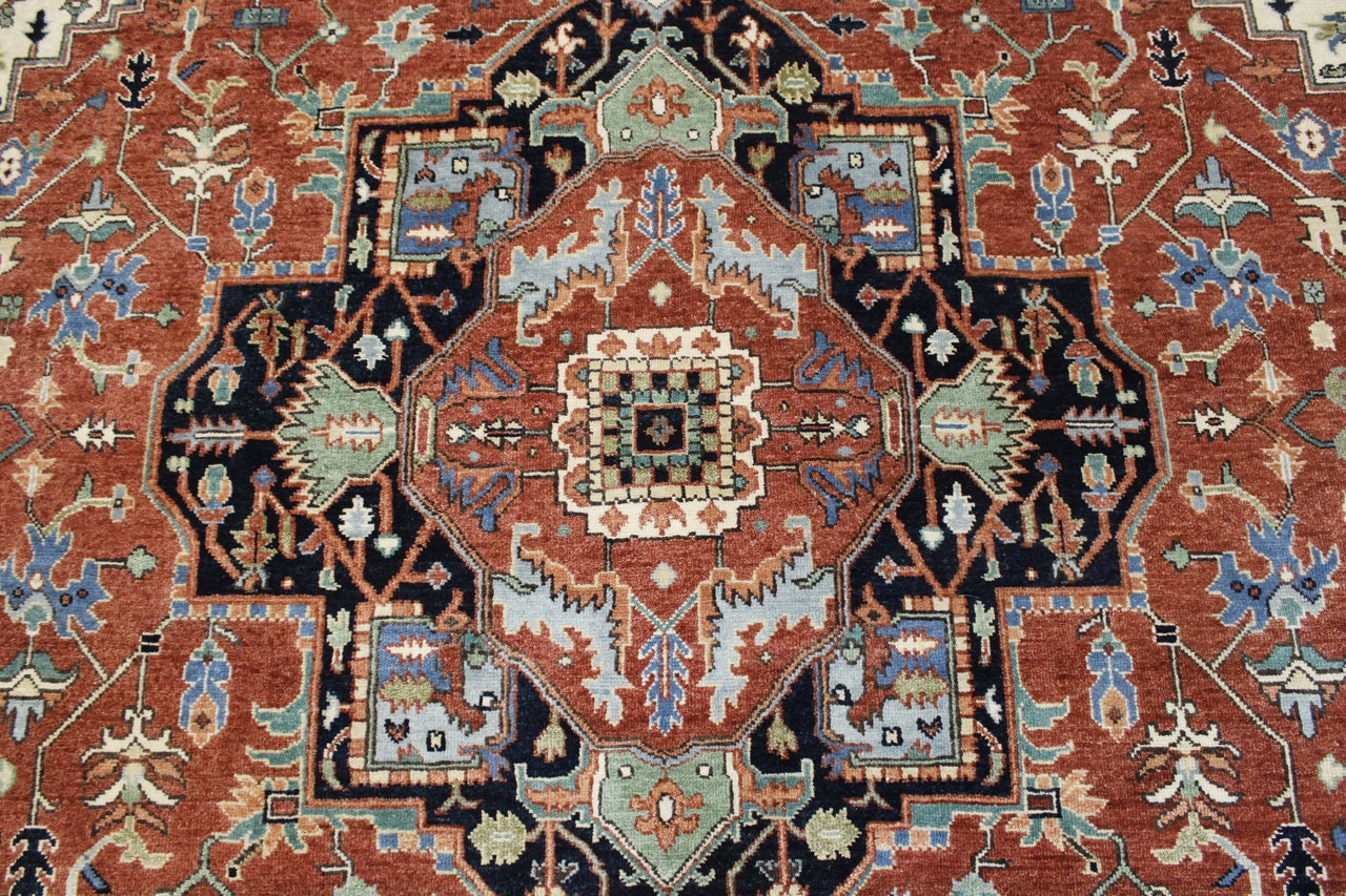 Wool 8x8 Round Oriental Rug Red for Room Size Carpet - Etsy