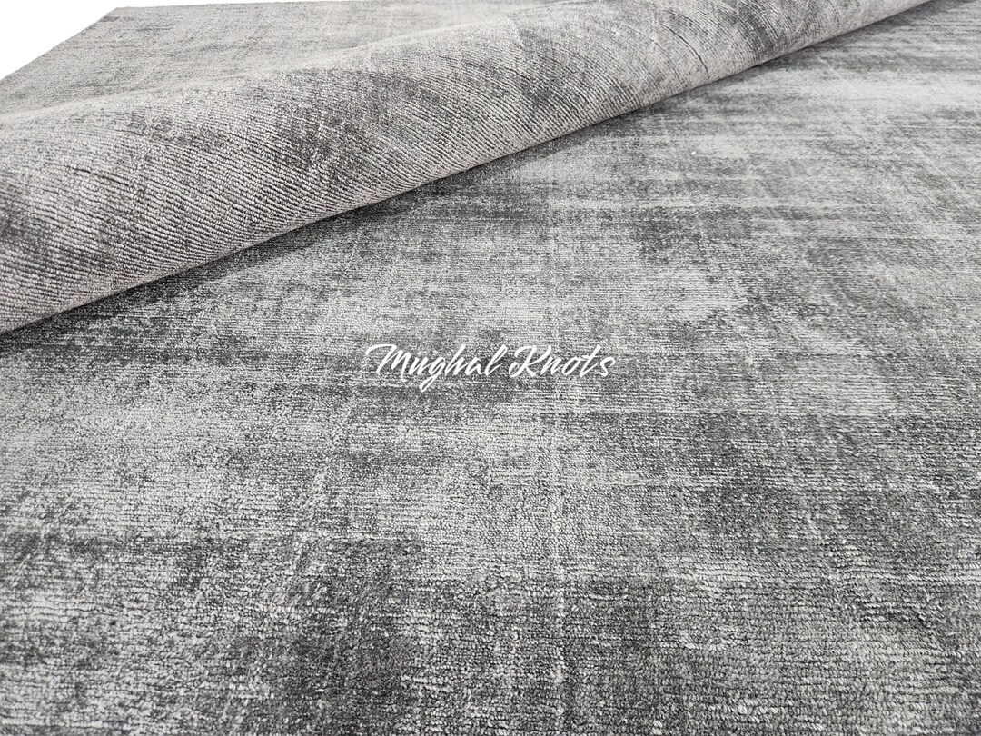 Gray Silk Rug Loom Knotted Cut Pile Area Rug for Bedroom Livingroom Rug ...