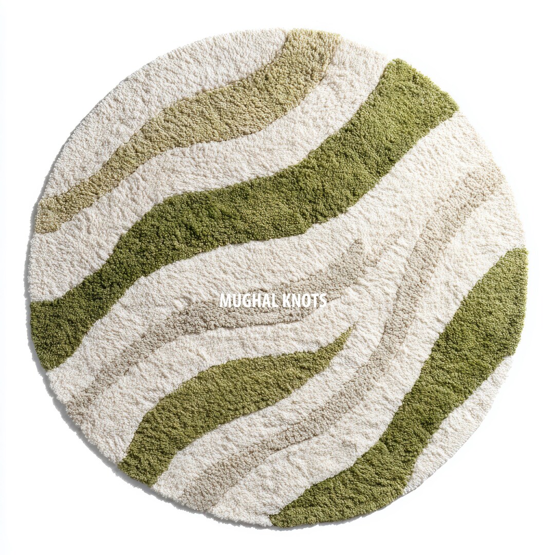 Handmade Round Rug, Modern Abstract Design, Plush Wool, Eco-friendly ...