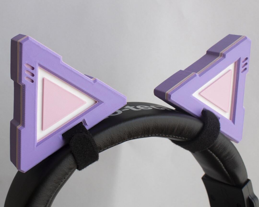 Cat Futuristic Mecha Robot Ears for Headset Headphones purple and Pink ...