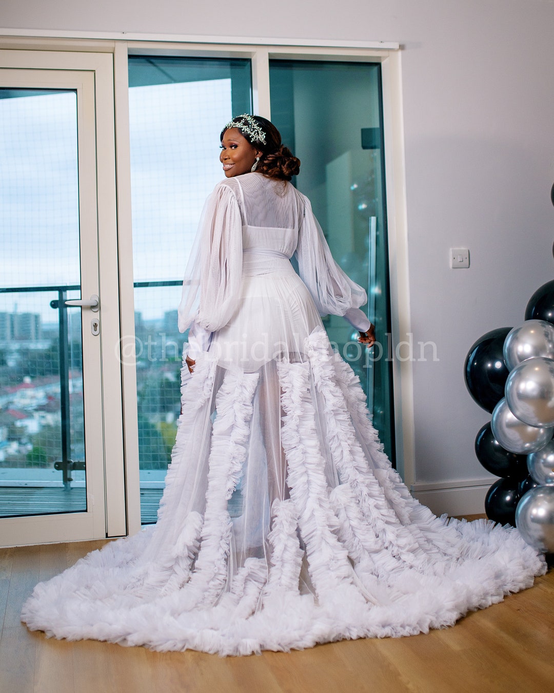 Bridal Robe Long Bridal Robe Wedding Robe for Brides Bridal Mesh Robe ...