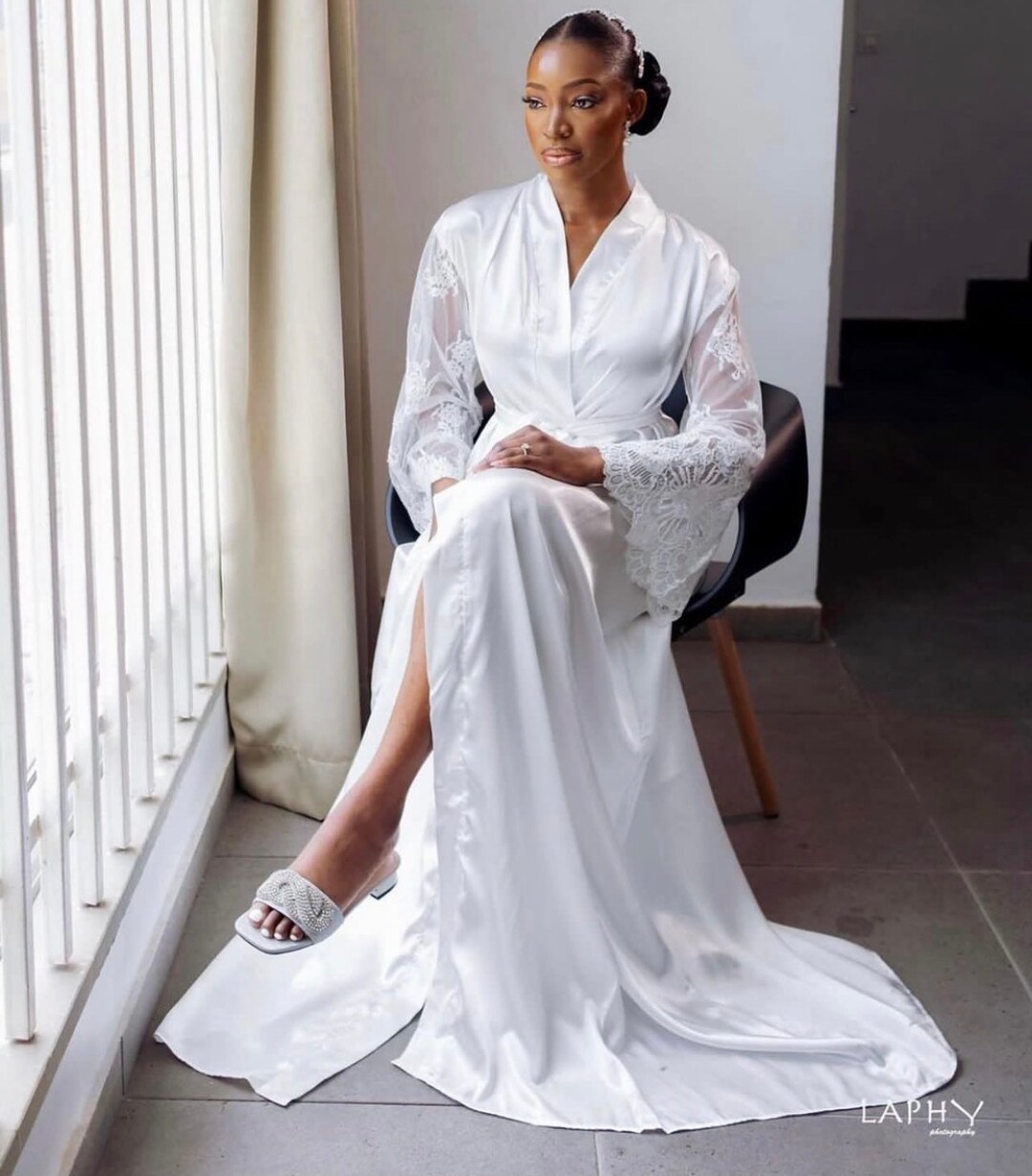 Silk Bridal Robe White Wedding Bridal Robe Wedding Silk Robe Lace Robe ...