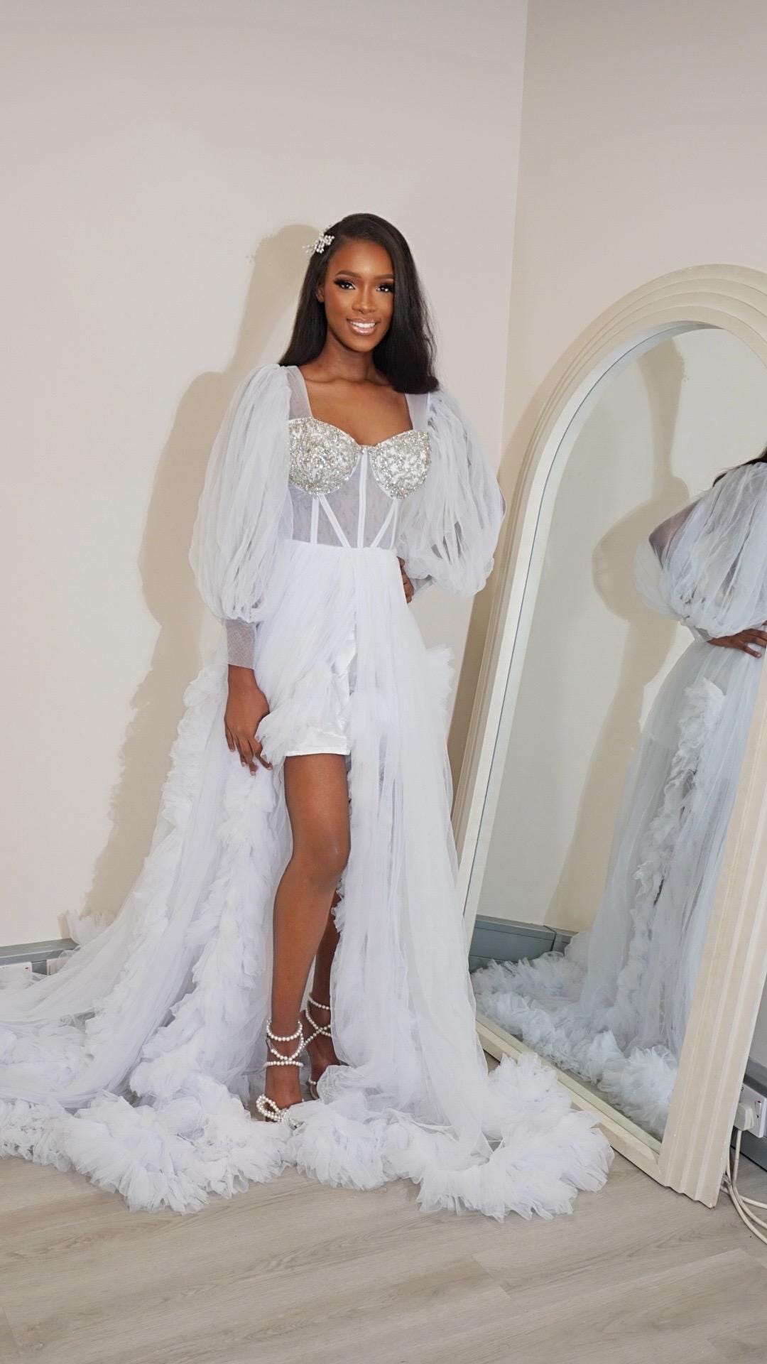 Luxury Tulle Robe for Brides / Long Tulle Robe / Tulle Bridal Robe ...