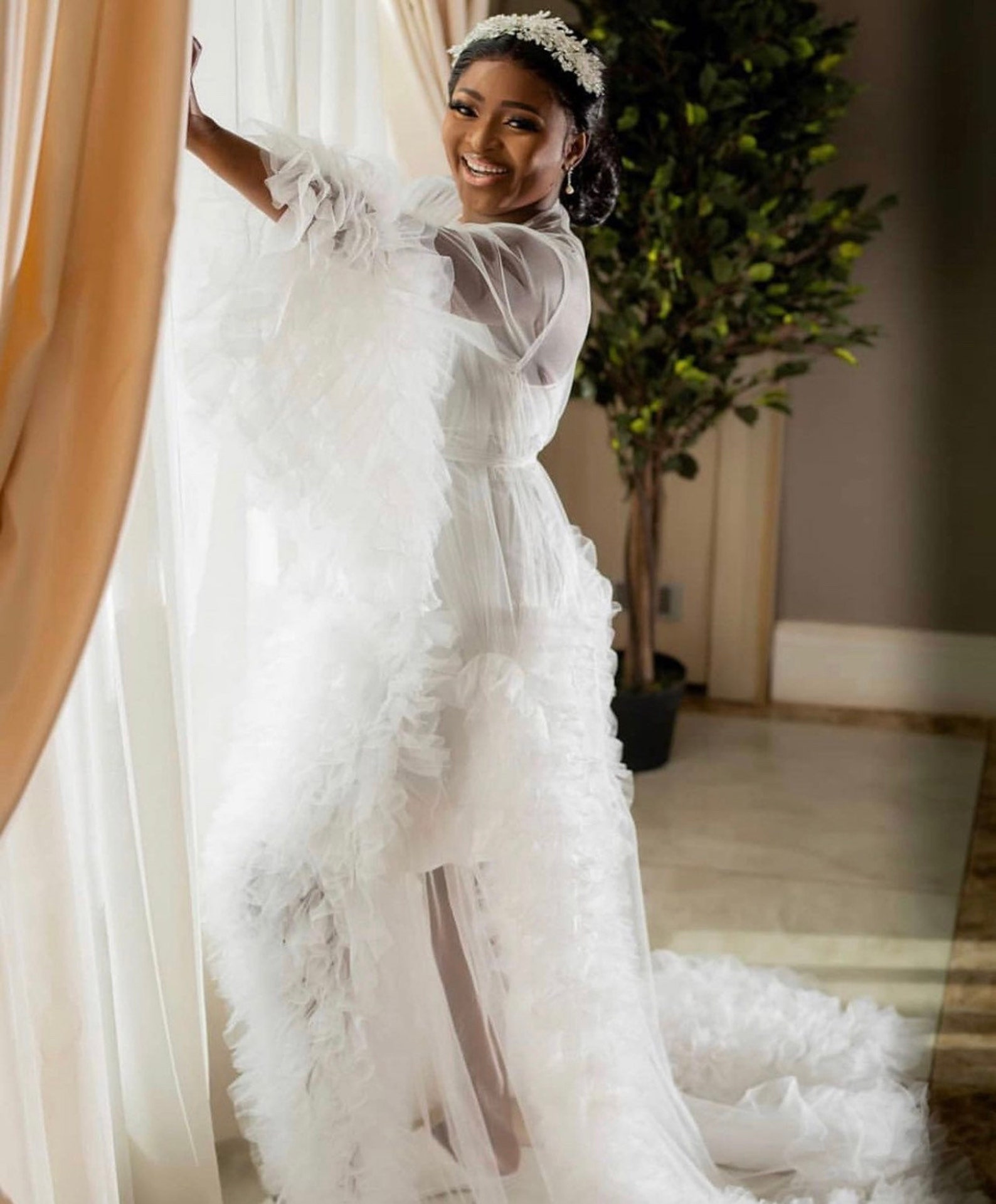 Bridal Robe Tulle Bridal Robe Long Bridal Robe Wedding Robe Bridal Robe ...