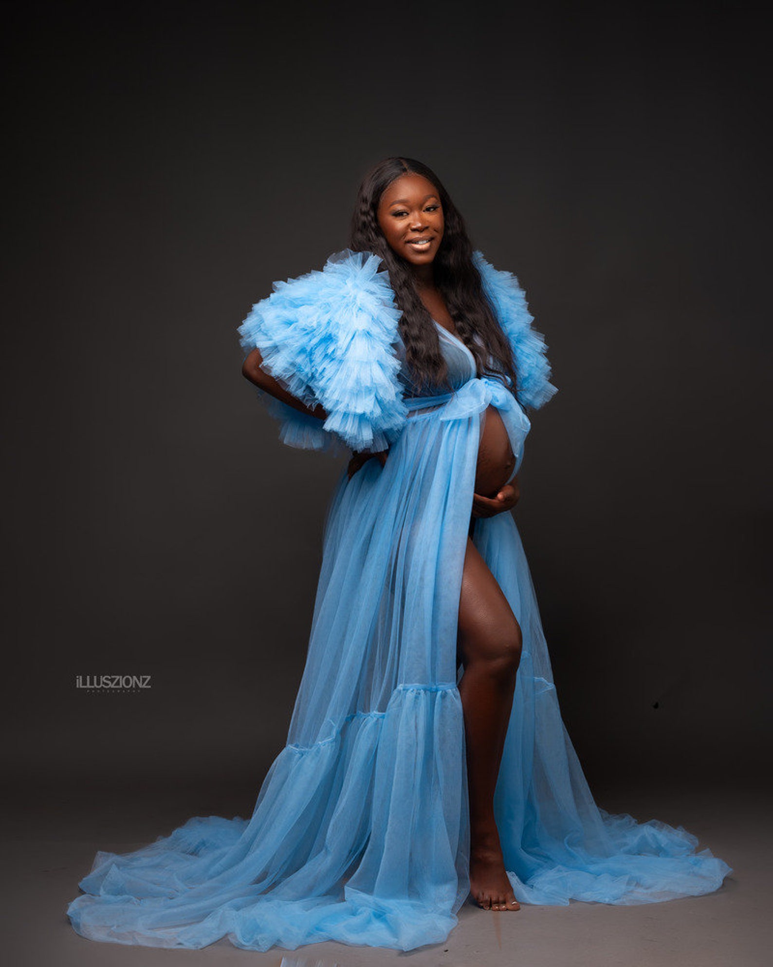 Maternity Robe Tulle Maternity Dress Pregancy Photography Robe With ...