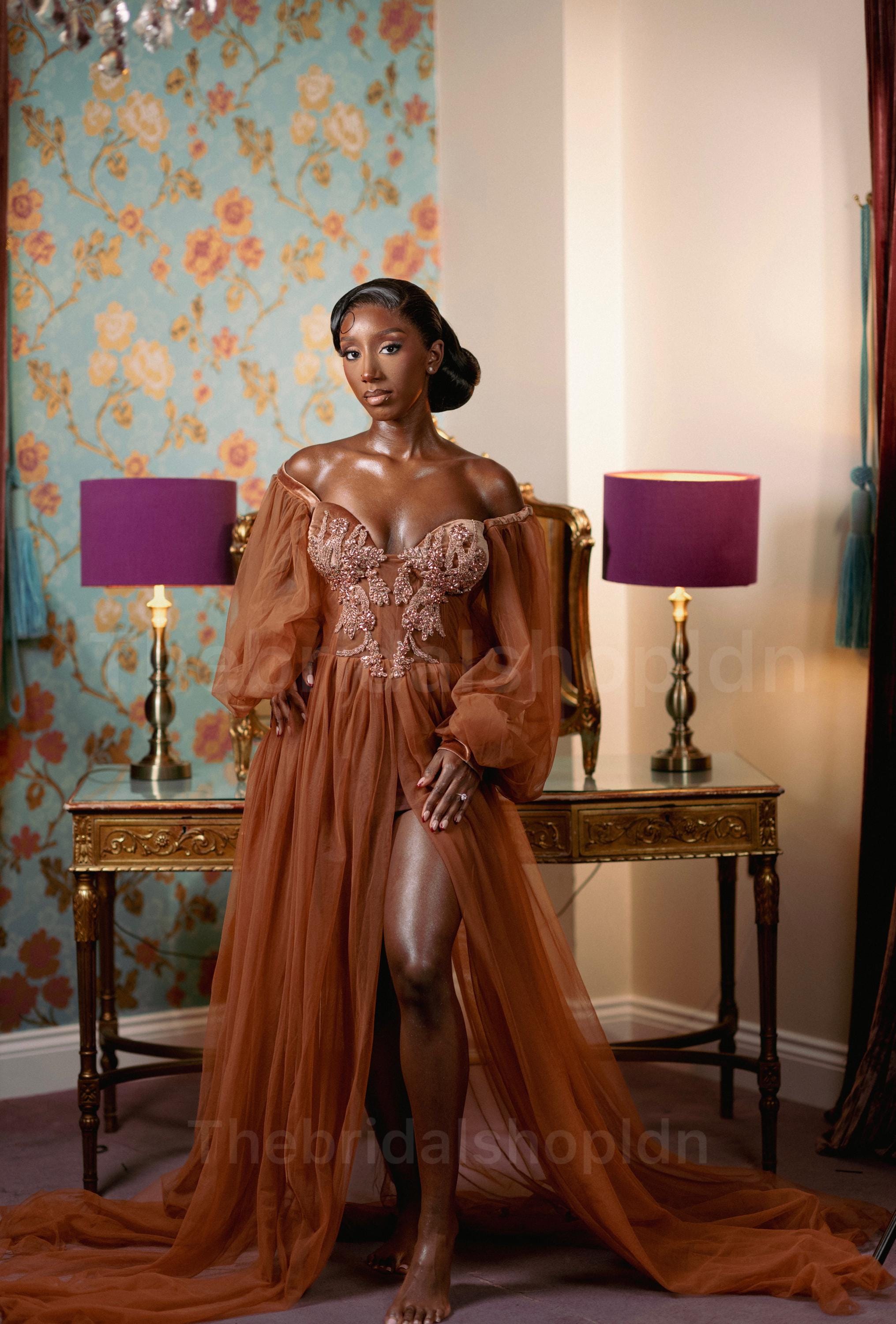 Bridal Robe Long Bridal Robe Wedding Robe for Brides Corset Bridal Robe ...