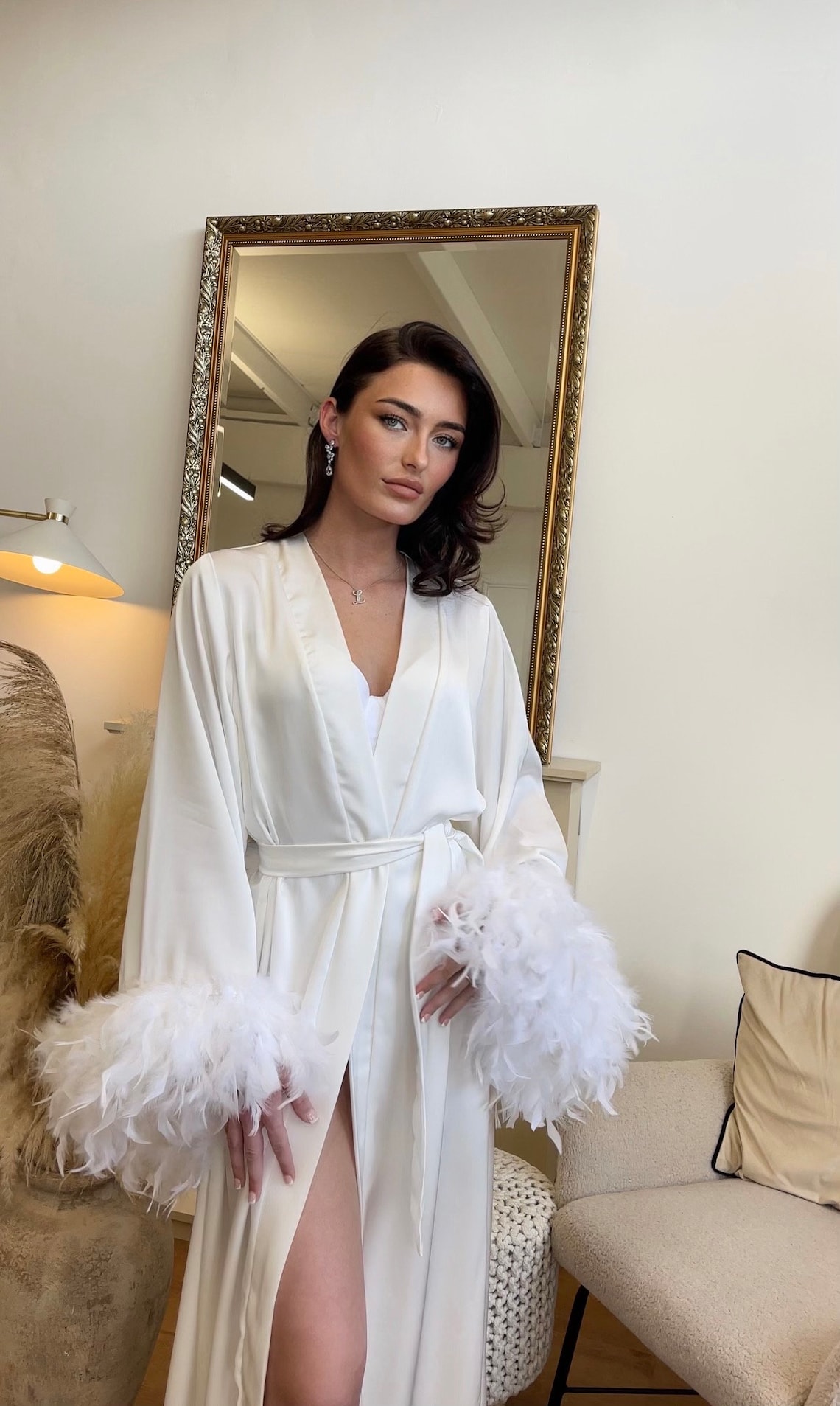 Silk Bridal Robe White Wedding Bridal Robe Wedding Silk Robe Lace Robe ...