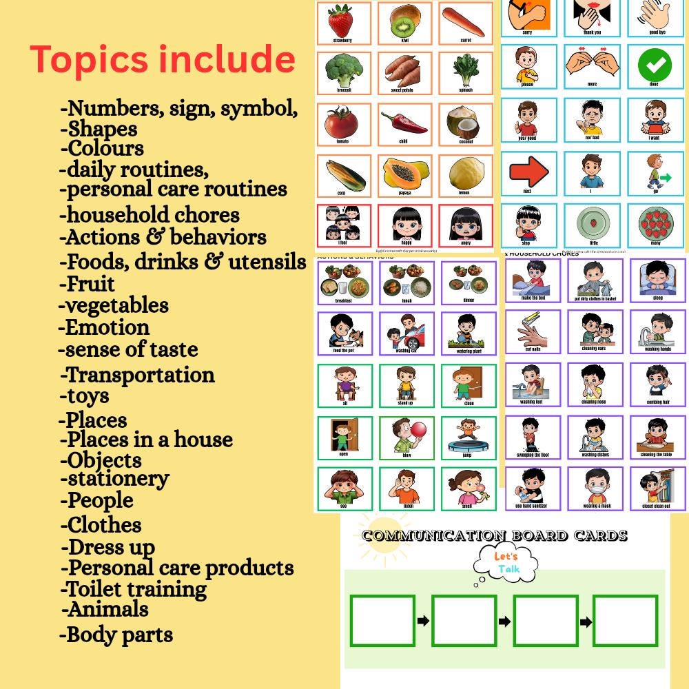 Communication Cards, Pecs Cards, Autism Card, Flash Cards, Non Verbal ...