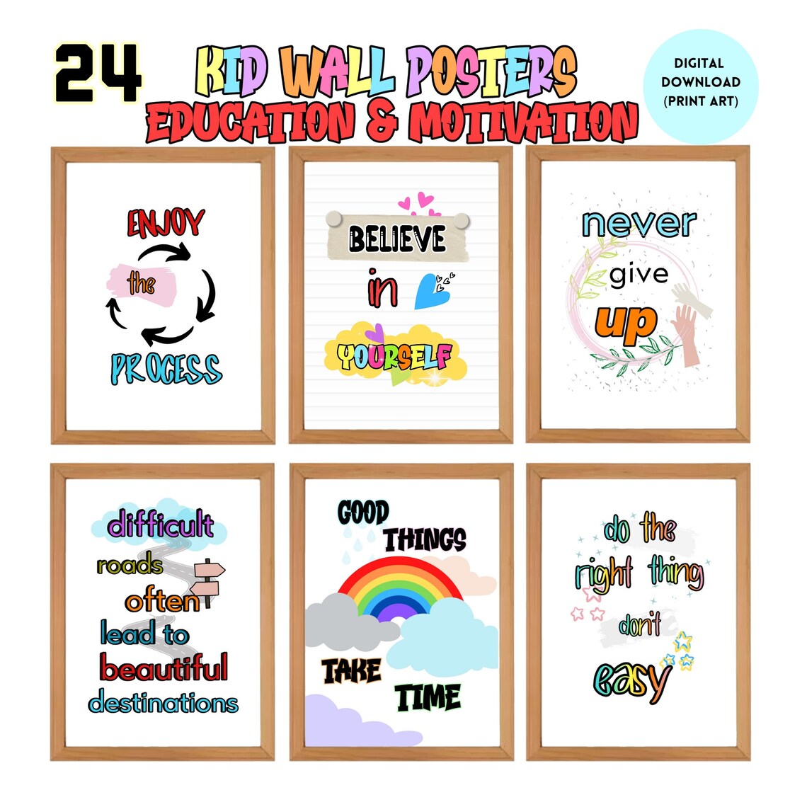 24 Sheets Kid Posters, Kid Wall Poster, Educational Poster, Alphabet ...