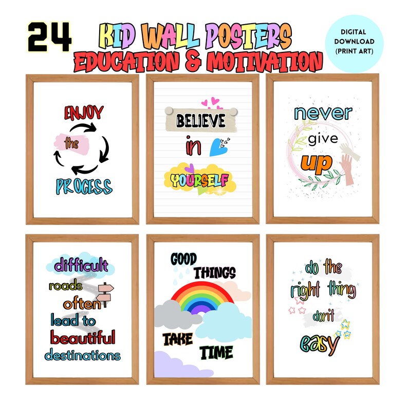 24 Sheets Kid Posters, Kid Wall Poster, Educational Poster, Alphabet ...