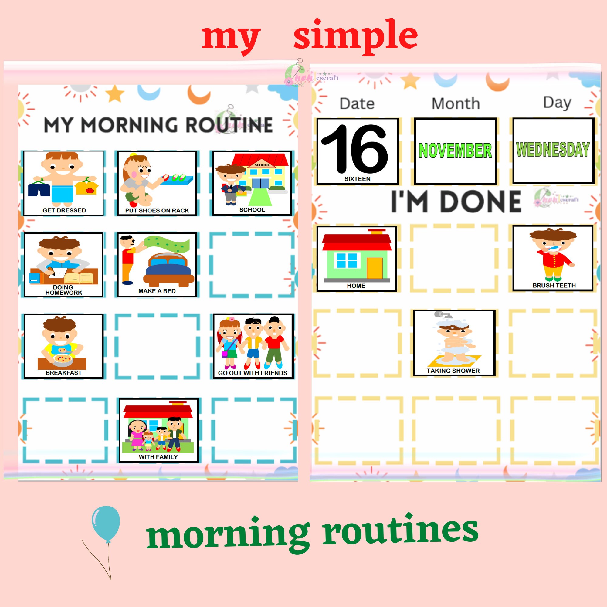 255 Daily Routine Cards Pdf, Printable Daily Routine Card, Daily ...