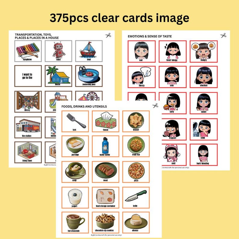 Communication Cards, Pecs Cards, Autism Card, Flash Cards, Non Verbal ...