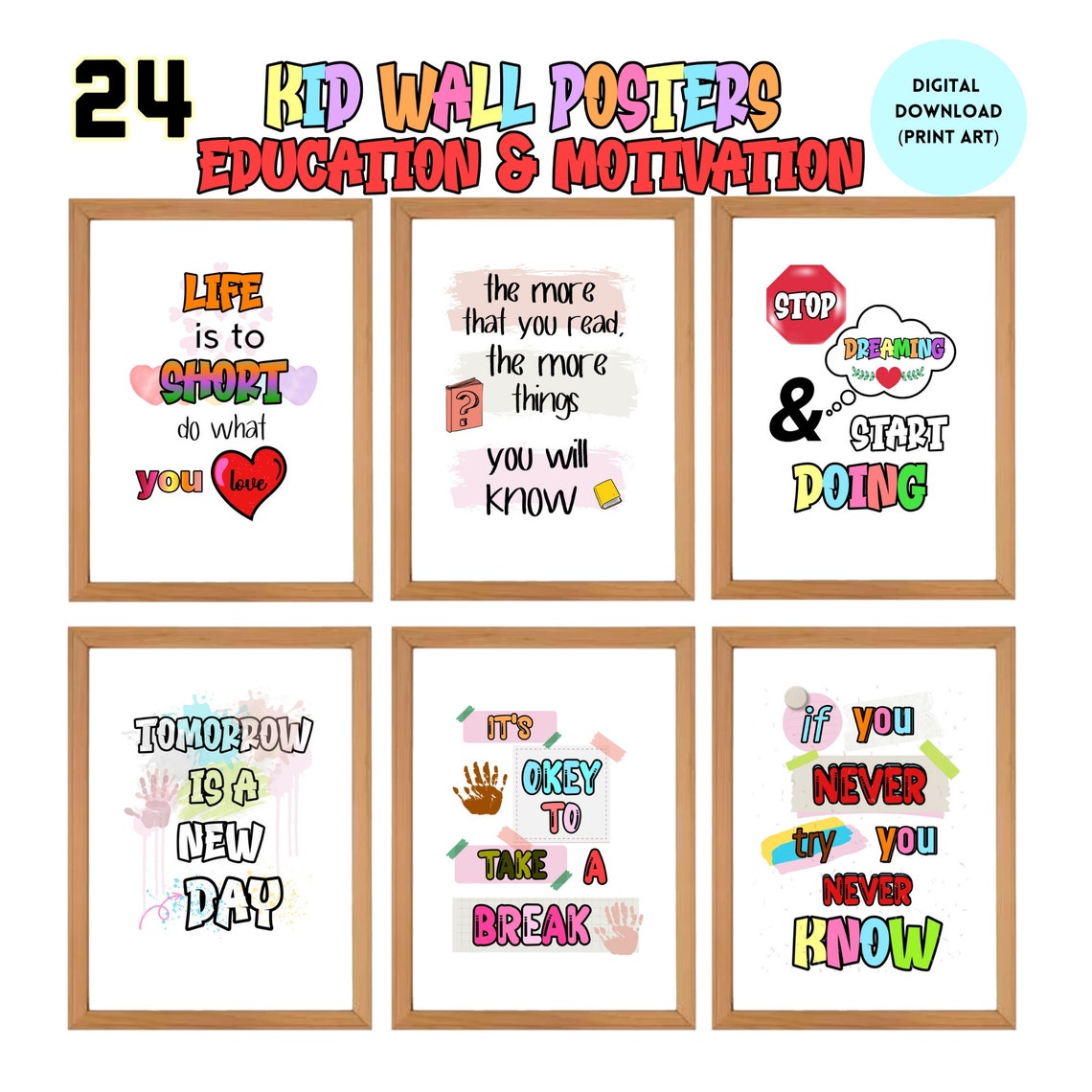 24 Sheets Kid Posters, Kid Wall Poster, Educational Poster, Alphabet ...