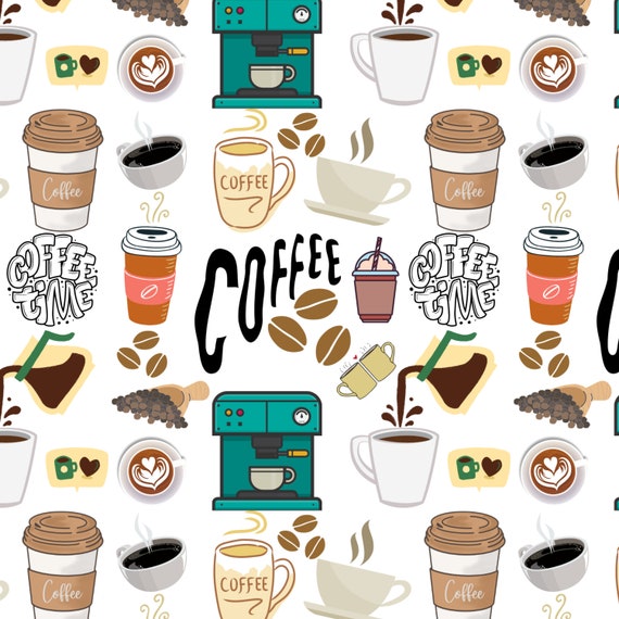 Coffee Themed Seamless Digital Paper JPEG File for Personal | Etsy