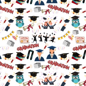 Graduation Themed Seamless Digital Paper; JPEG File for Personal or ...