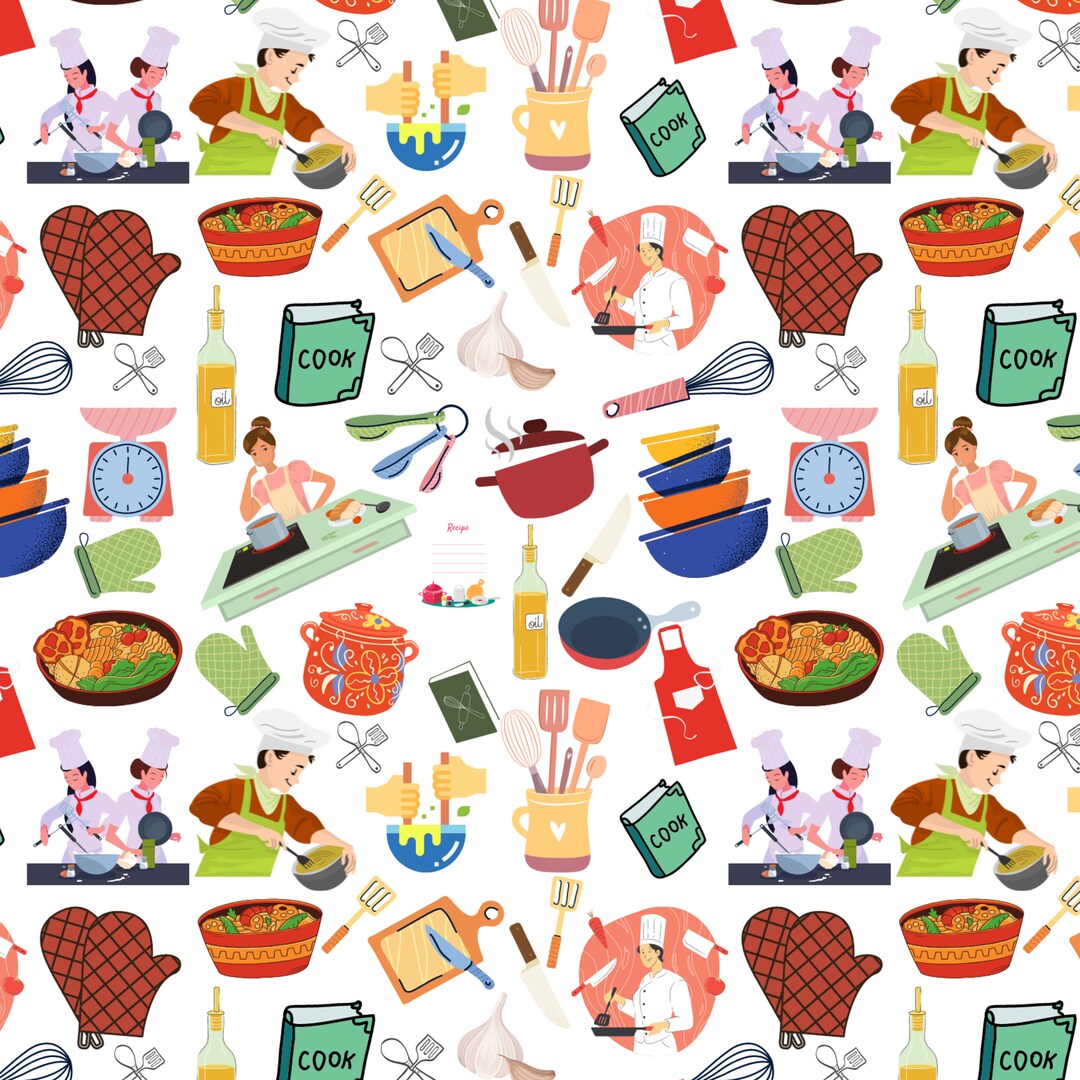 Cooking Themed Seamless Digital Paper; Chef Paper; JPEG File for ...