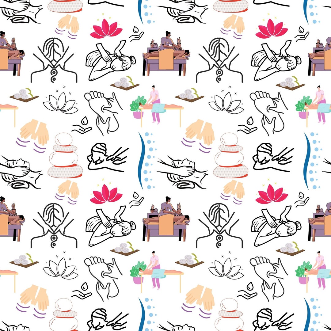 Massage Therapist Themed Seamless Digital Paper; JPG File for Personal ...