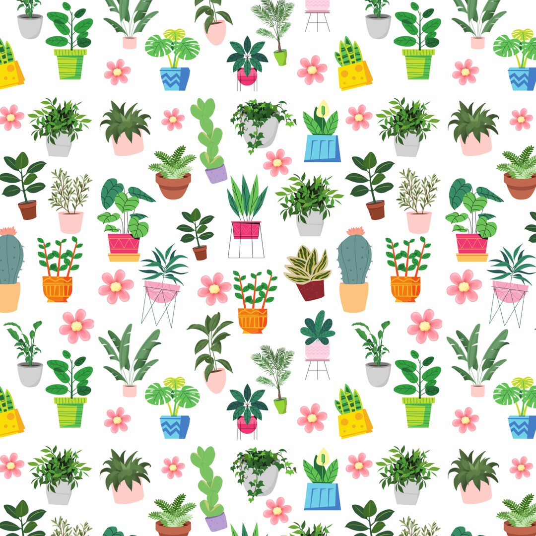 Plant Themed Seamless Digital Paper; JPEG File for Personal or ...