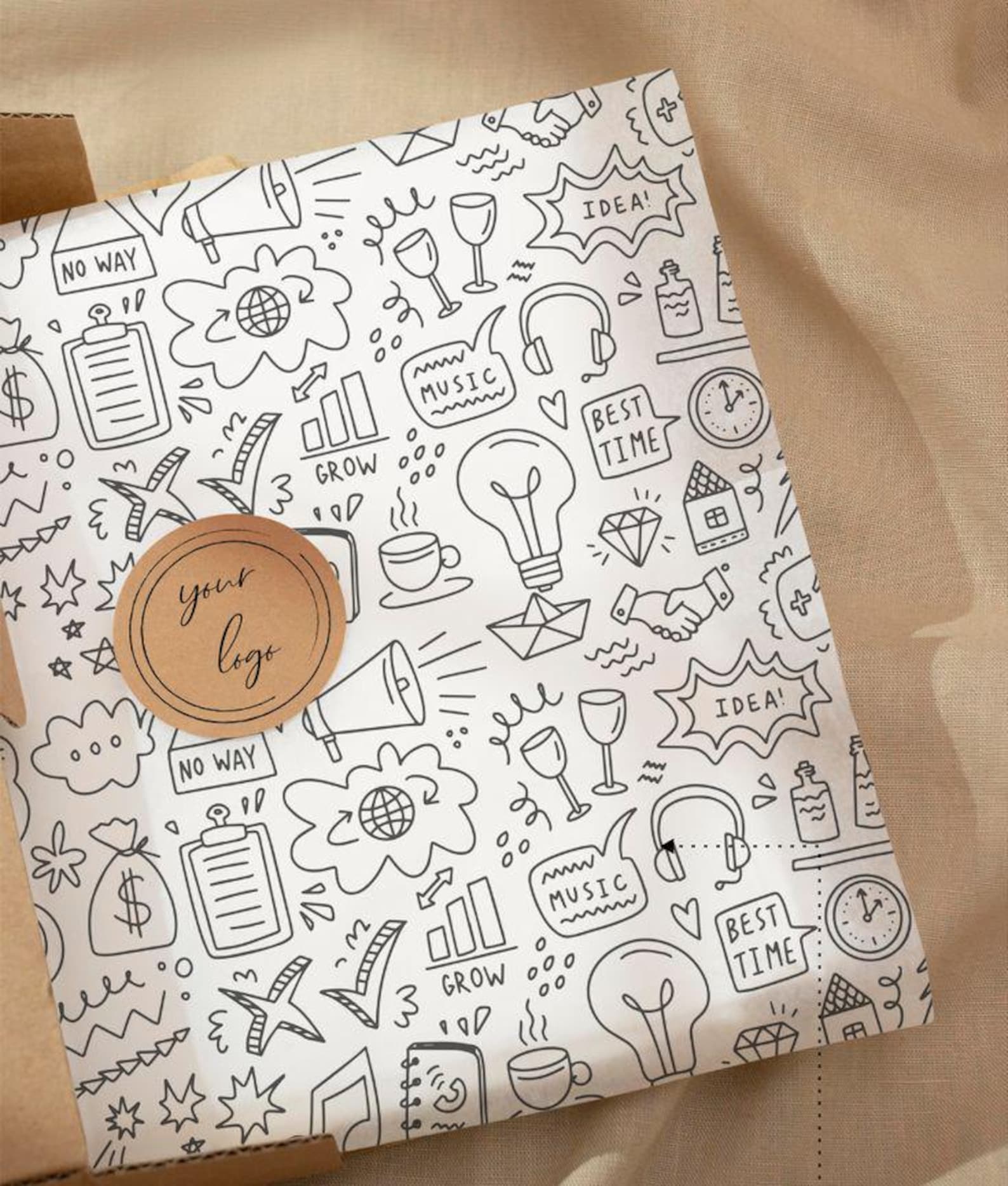 Custom Tissue Paper - One Color Customizable Logo Wrapping Paper Paper ...