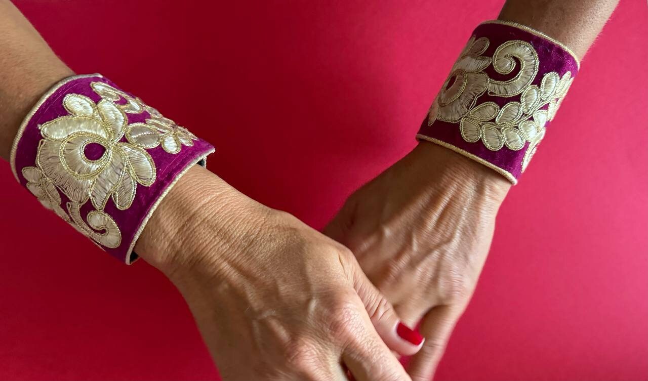Bohemian Wrist Cuff Bracelet. Textile Wrist Wraps, Embroidered Sleeve ...