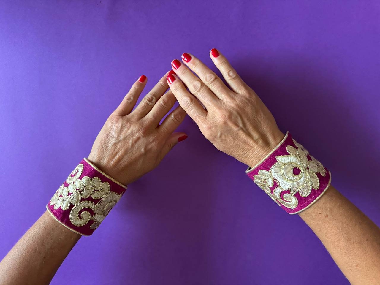 Bohemian Wrist Cuff Bracelet. Textile Wrist Wraps, Embroidered Sleeve ...
