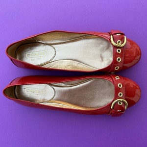 Coach Shoes Flats Ballet Shoes 10M 41 Size Red Patent Leather Gold ...