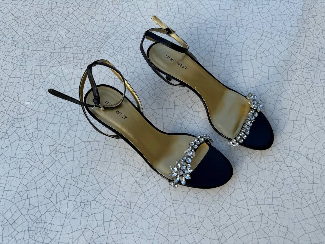 Open Toe Low Heel Mules Nine West, Swarowski Springolator Shoes Size ...