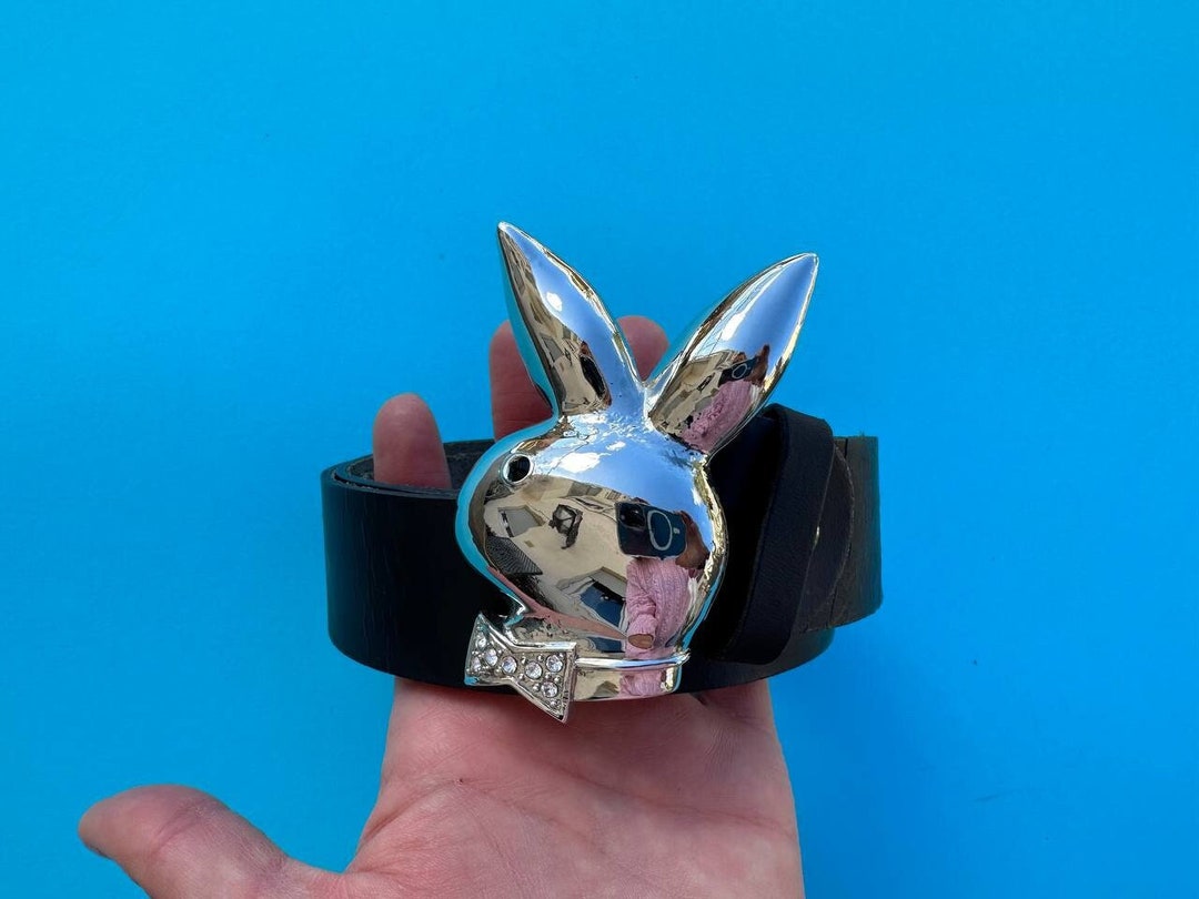 Playboy Bunny Belt 2000s Vintage. Silver Rabbit Belt Buckle. - Etsy