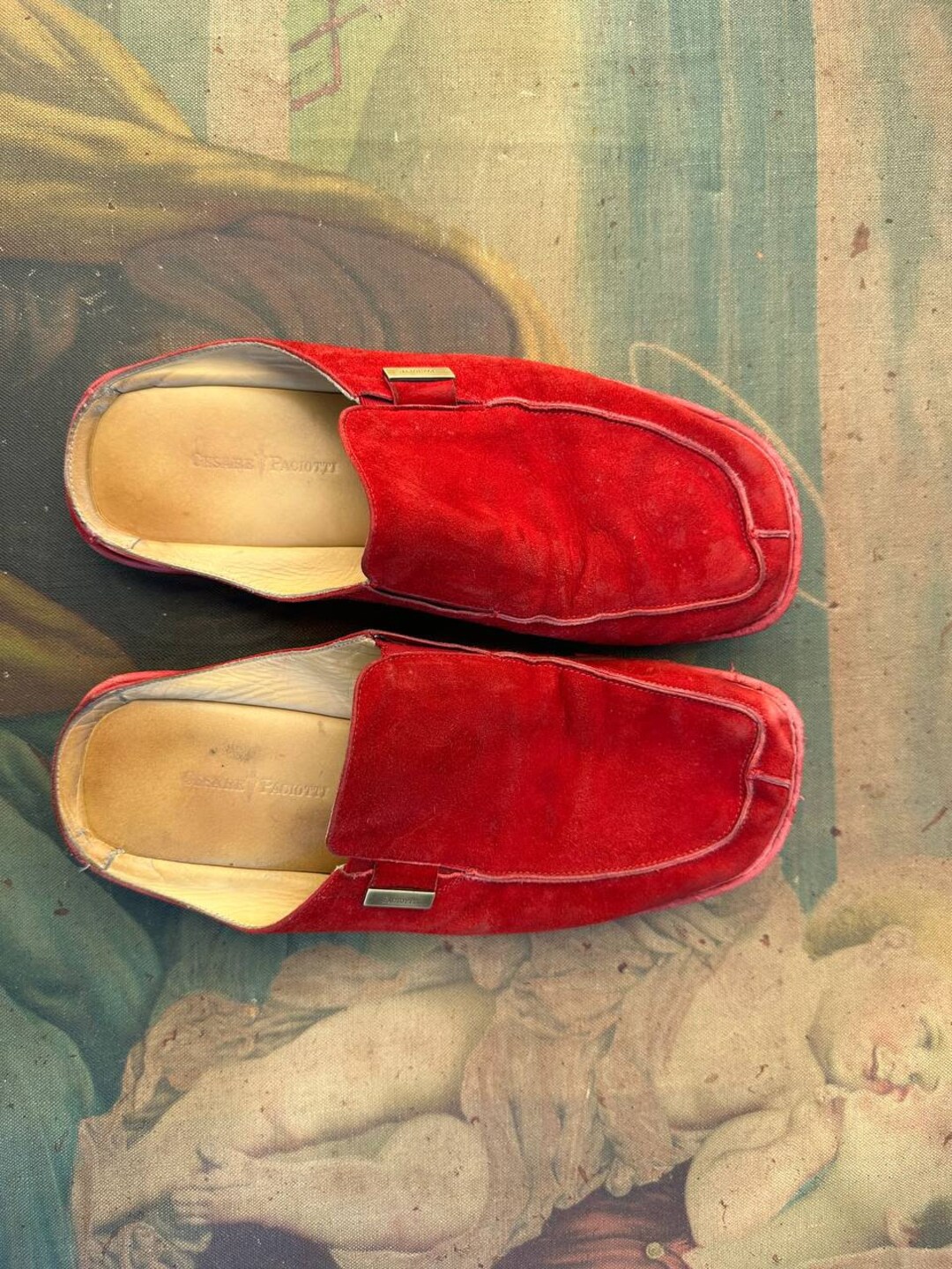 Vintage Cesare Paciotti Red Suede Mules, Bohemian Slippers, EU 41 (US ...