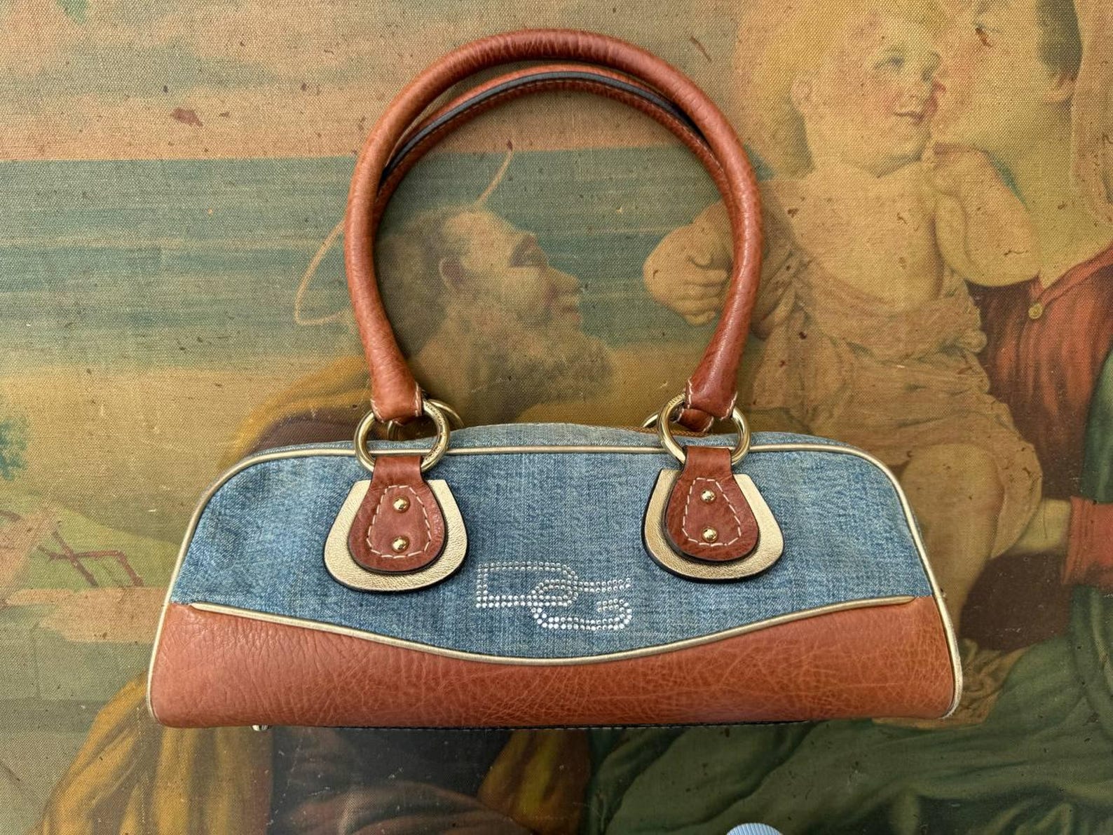 Vintage Dolce Gabbana Baguette Bag 1990s. Designer Denim Leather Bag ...