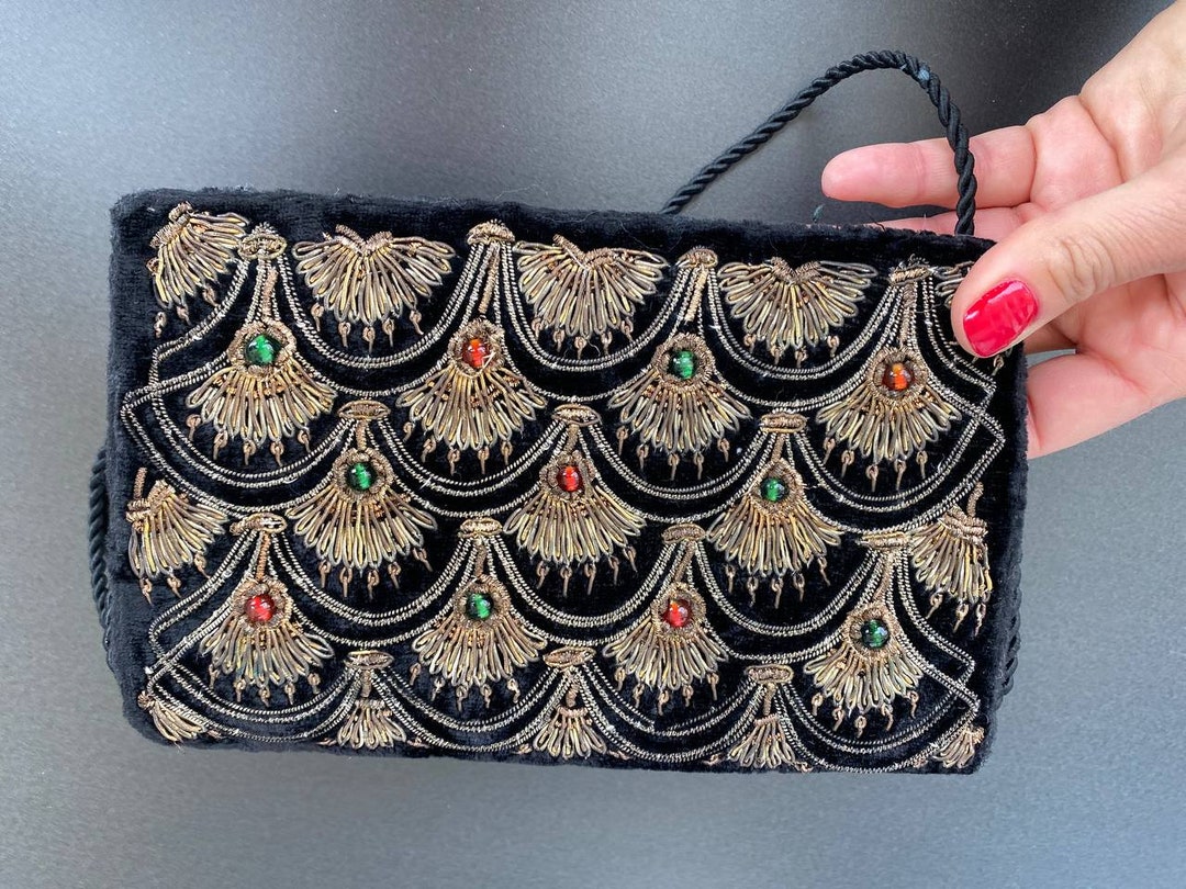 Art Deco Clutch Vintage Embroidered Clutch, Evening Bag With Strap ...