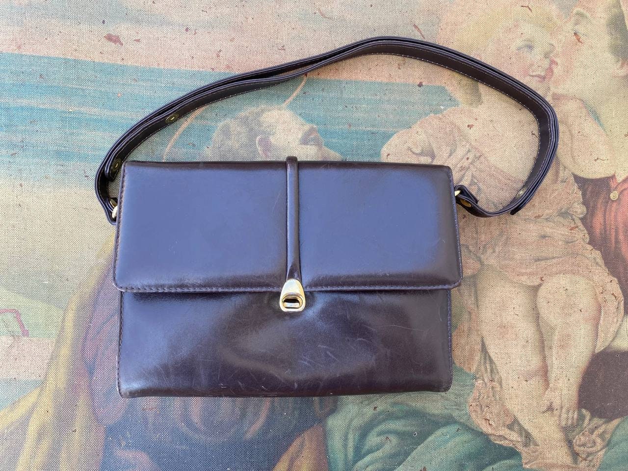 Vintage Brown Messenger Bag Women 1960s Brown Leather Bag. Briefcase ...