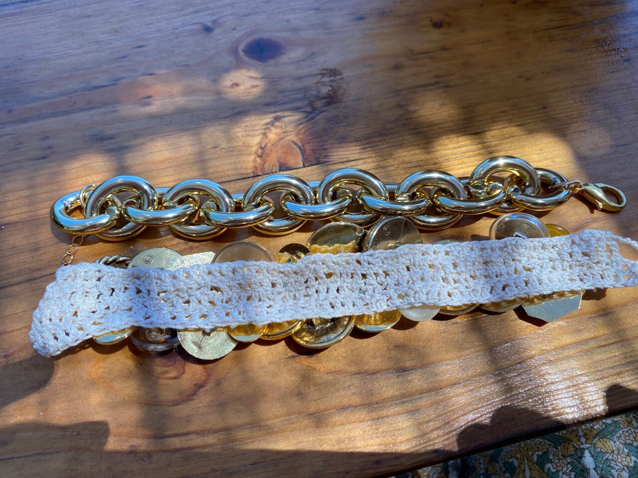 Vintage Button Bracelet and Curb Chain Bracelet Set. Bohemian - Etsy