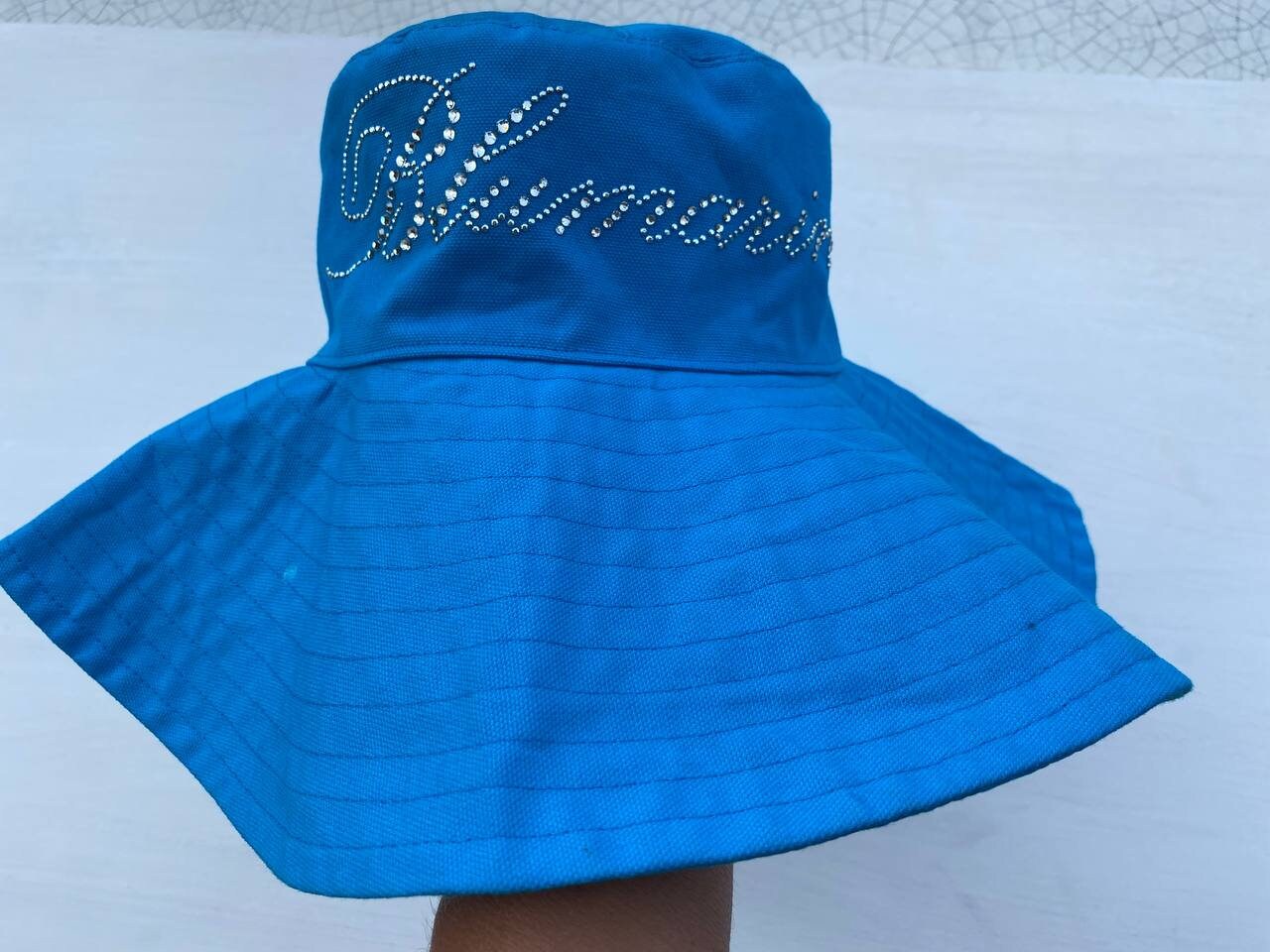 Blue Wide Brim Hat Blumarine 2000s Vintage. Floppy Hat , Cotton Sun Hat ...