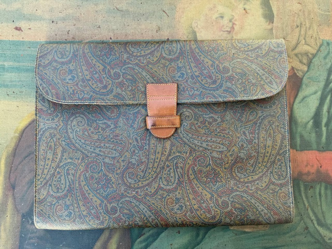 Vintage Canvas Document Folder, Messenger Bag. Paisley Handbag for ...