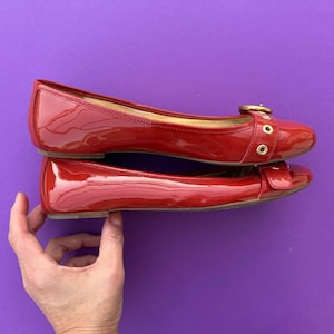 Coach Shoes Flats Ballet Shoes 10M 41 Size Red Patent Leather Gold ...