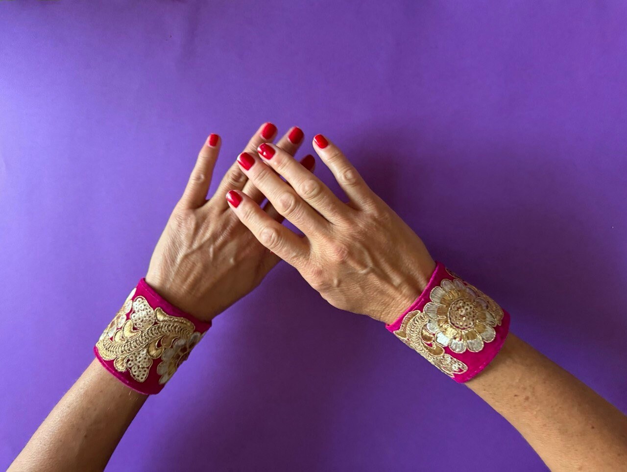 Bohemian Wrist Cuff Bracelet. Textile Wrist Wraps, Embroidered Sleeve ...