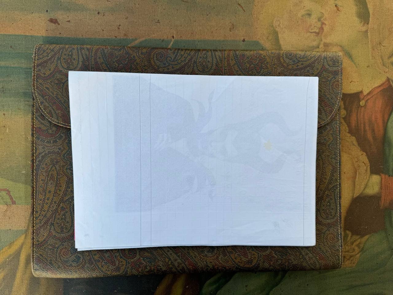 Vintage Canvas Document Folder, Messenger Bag. Paisley Handbag for ...