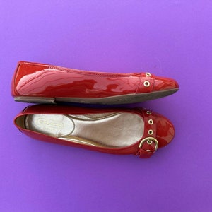Coach Shoes Flats Ballet Shoes 10M 41 Size Red Patent Leather Gold ...