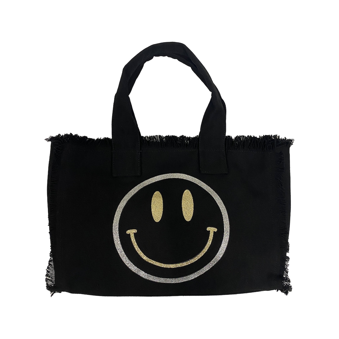 Smiley Large Canvas Tote Bag - Etsy